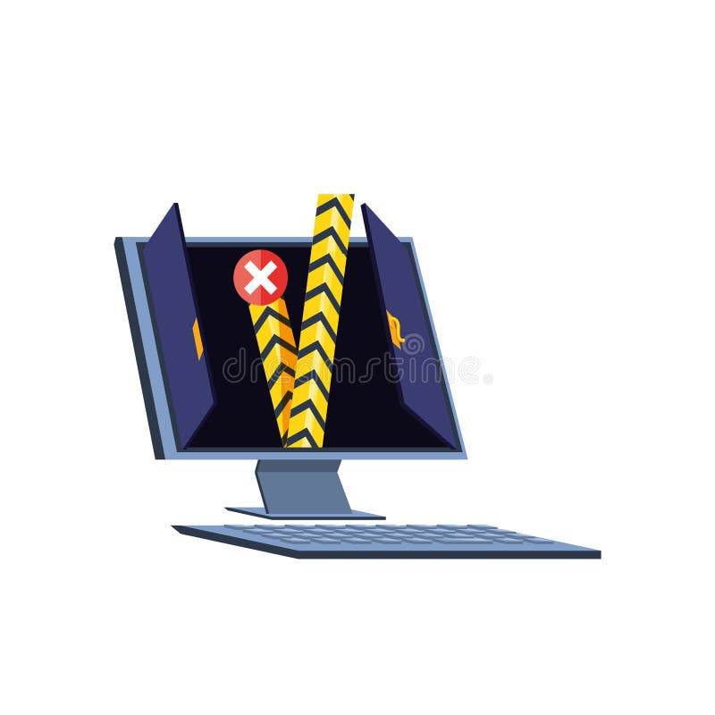 Desktop Computer with Virus Attack Stock Vector - Illustration of ...