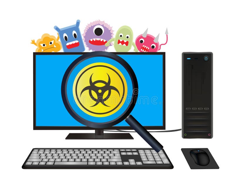 Desktop Computer with Virus Computer Scanning Stock Vector ...