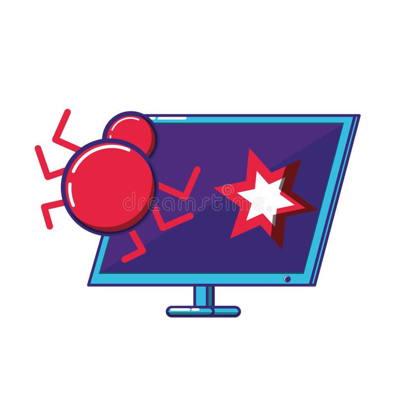 Desktop Computer with Virus Infection Stock Vector - Illustration of ...