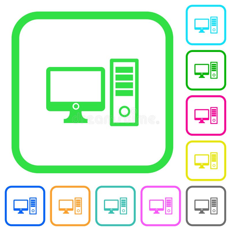 Desktop Computer Vivid Colored Flat Icons Icons Stock Vector ...
