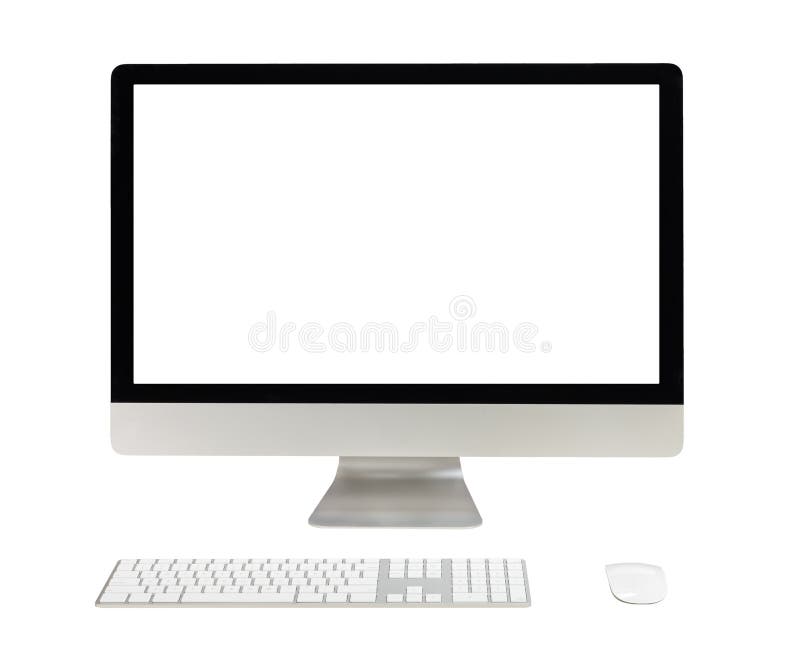 Desktop Computer with White Screen Stock Image - Image of device ...