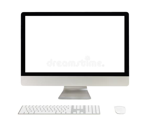 Desktop Computer with White Screen Stock Image - Image of device ...