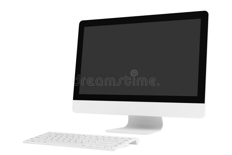 Desktop Computer with Wireless Keyboard Stock Photo - Image of gray ...
