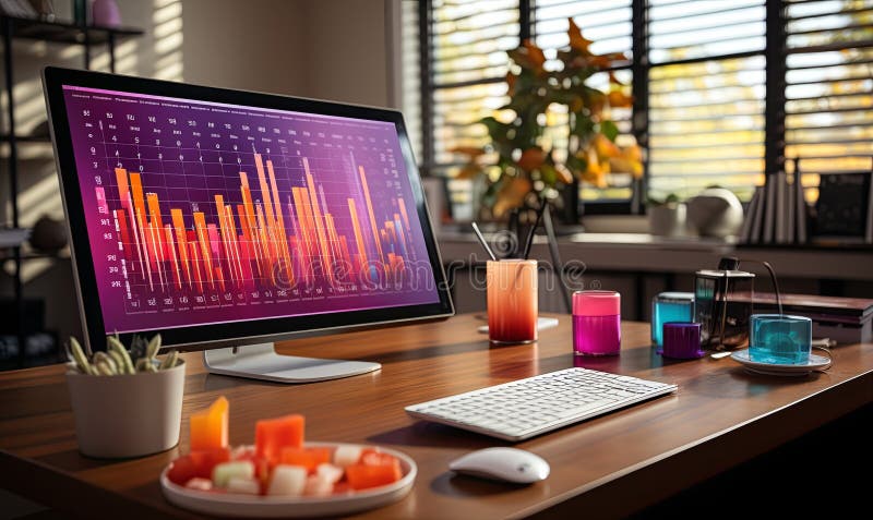 Desktop Computer on Wooden Desk Stock Image - Image of workstation ...