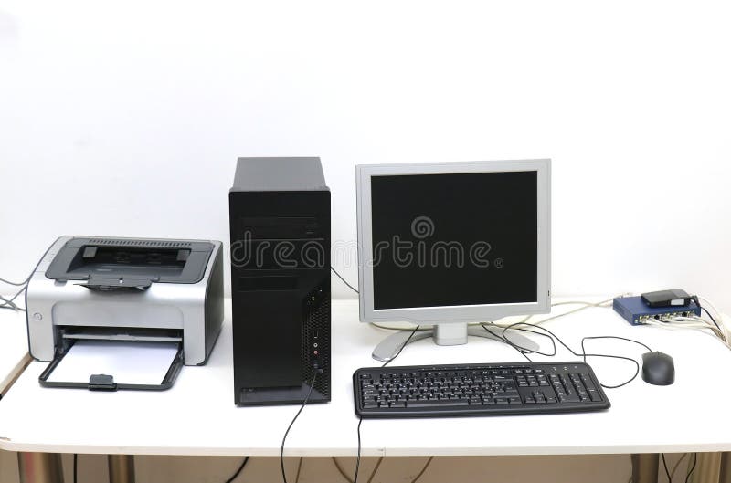 Desktop Computer Work Station Stock Image - Image of printer, office ...
