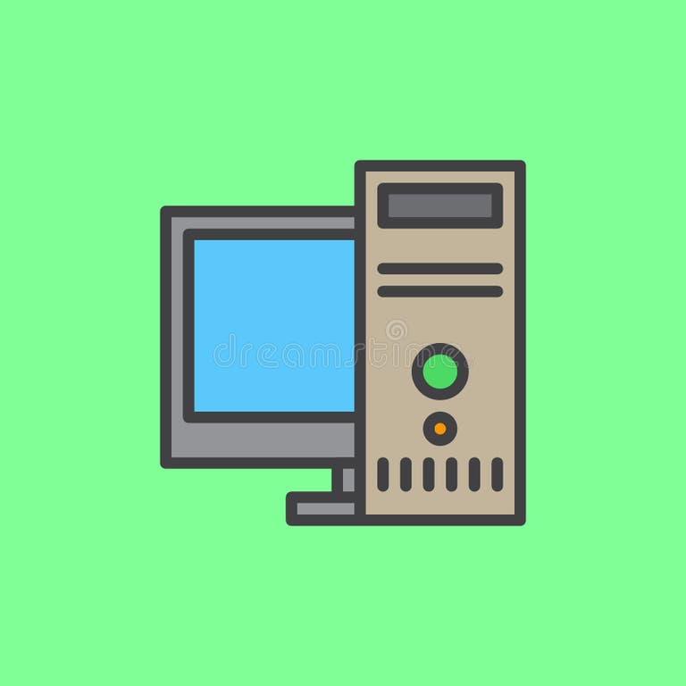 Desktop Computer, Workstation Filled Outline Icon Stock Vector ...