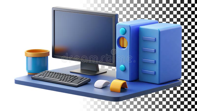 Desktop Computer Workstation for Office Work and Digital Tasks Png ...