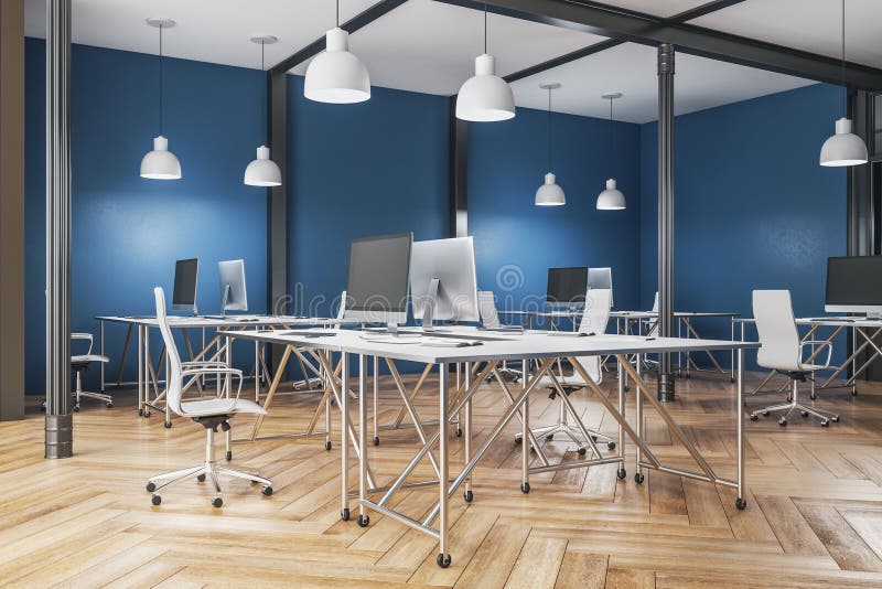 Desktop with Computers in Contemporary Boarding Room Stock Illustration ...