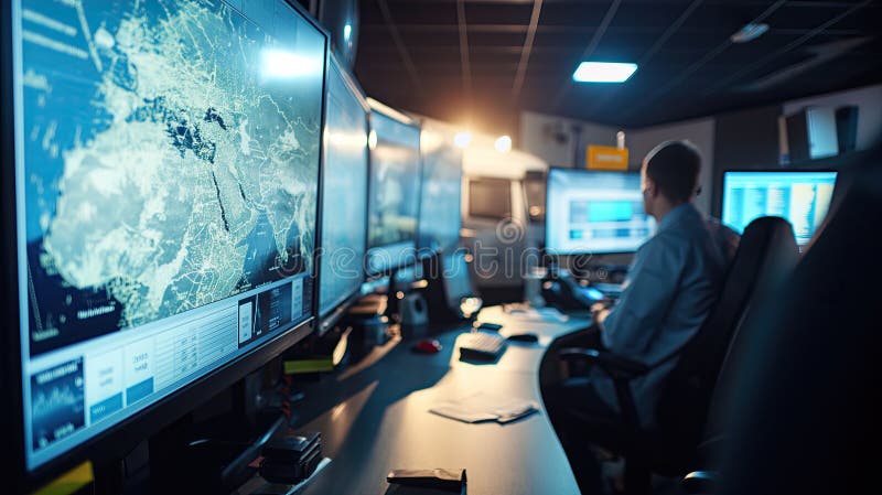 Desktop with Computers and Supply Chain Maps Stock Photo - Image of ...