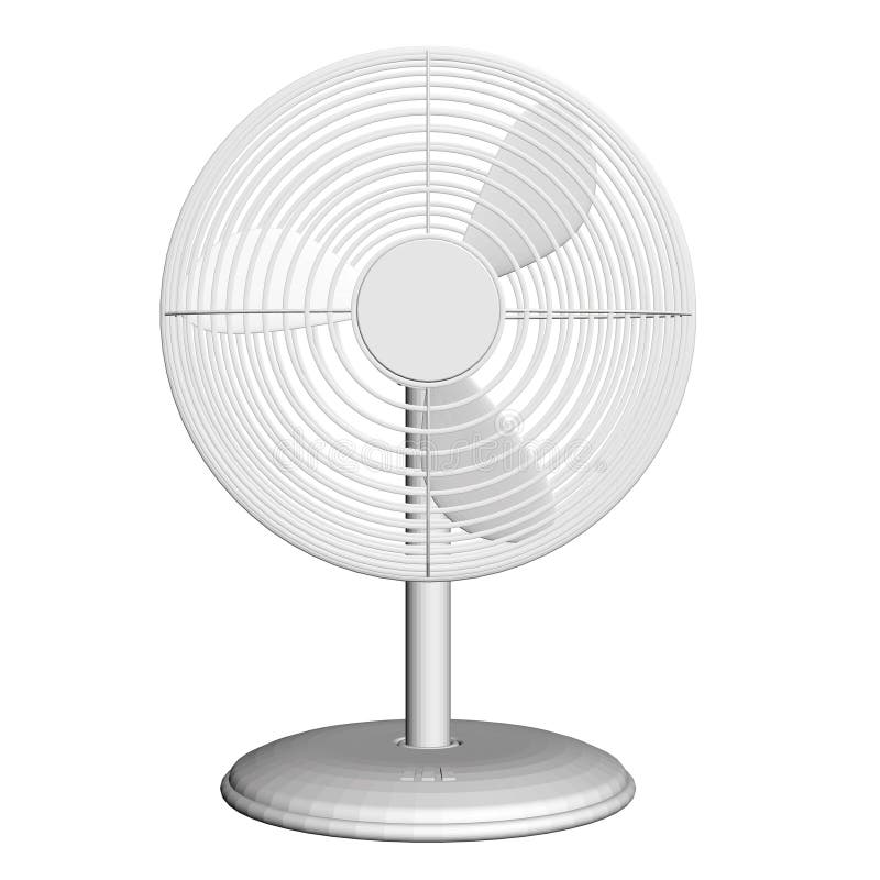 Desktop Cooling Fan Isolated on a White Background. Front View. 3D ...