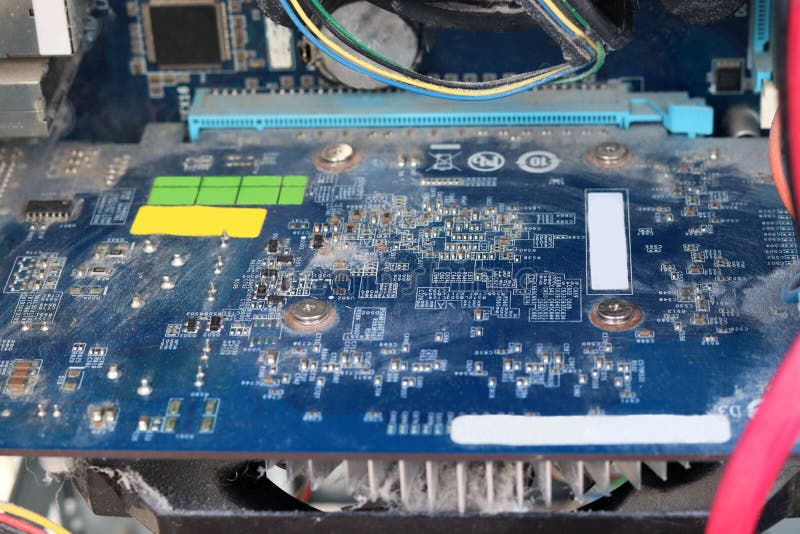 The Desktop is Covered in Dust. Dust on the Computer Board. Computer ...