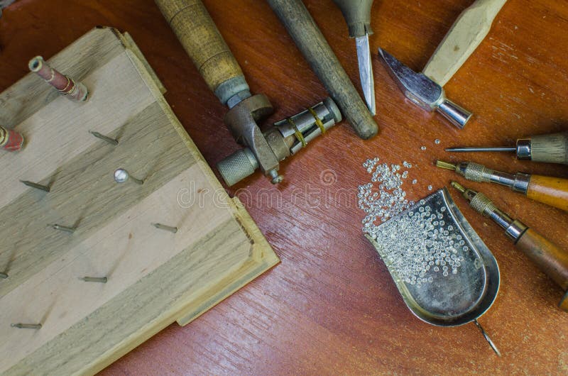 Desktop for Craft Jewellery Making with Professional Tools Stock Photo ...