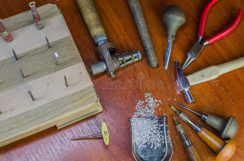 Desktop for Craft Jewellery Making with Professional Tools Stock Image ...