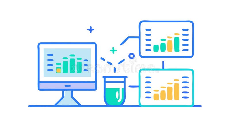 Desktop Data Analysis Icon, Computer Insights, Digital Reporting ...