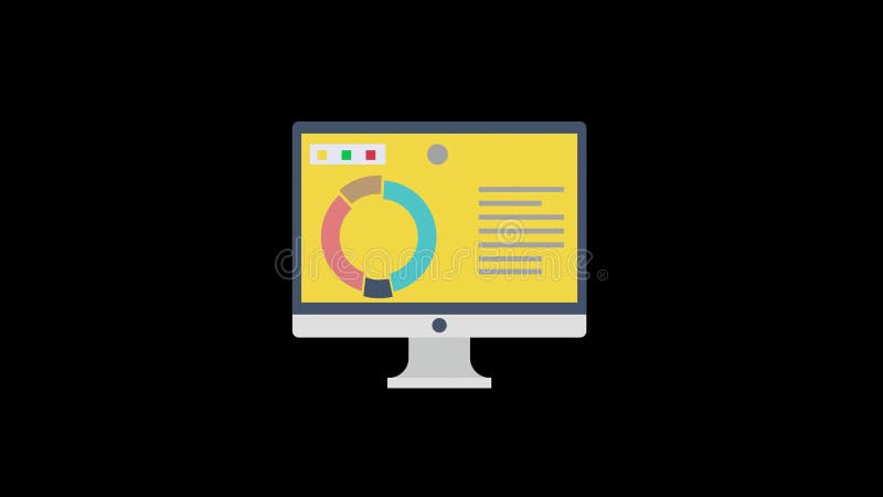 Desktop Data Graph Icon Animation Loop Motion Graphics Video Transparent Background with Alpha ...