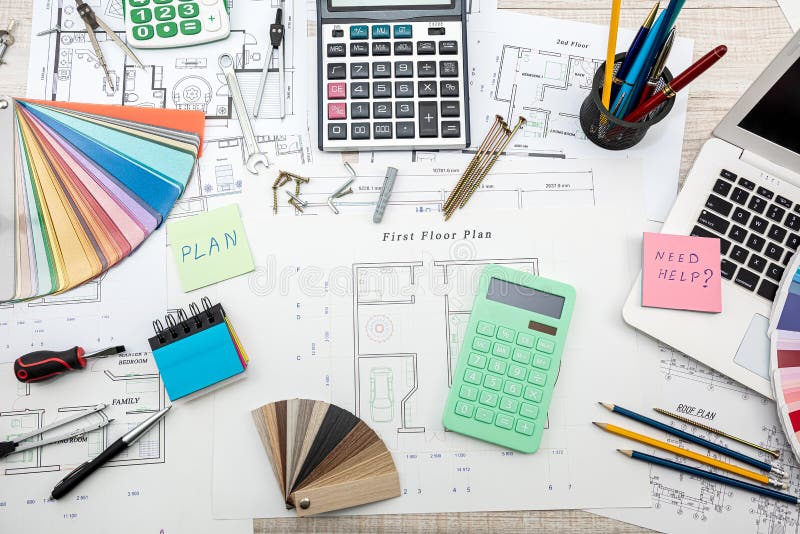 Desktop Design with House Visualization and Color Swatches without ...