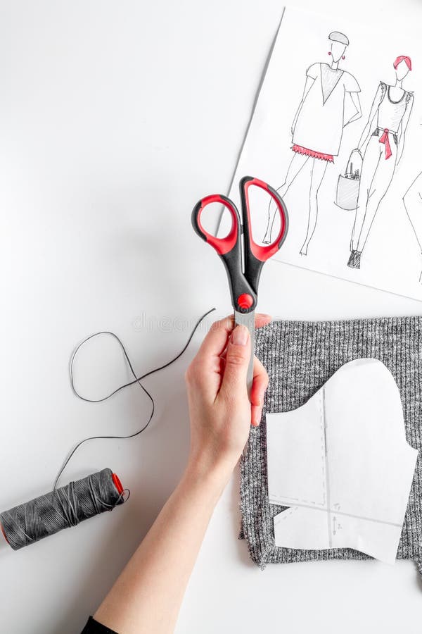 Desktop Designer Clothes with Tools Top View Mock Up Stock Photo ...