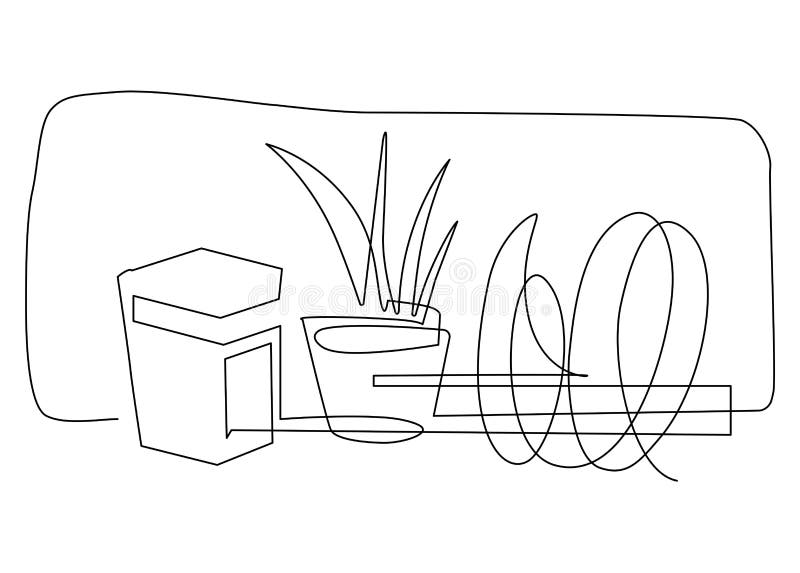 Desktop Dish Rack, Organizer for Clean Dishes. Still Life on the ...