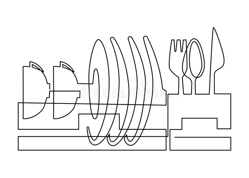 Desktop Dish Rack, Organizer for Clean Dishes. Still Life on the ...