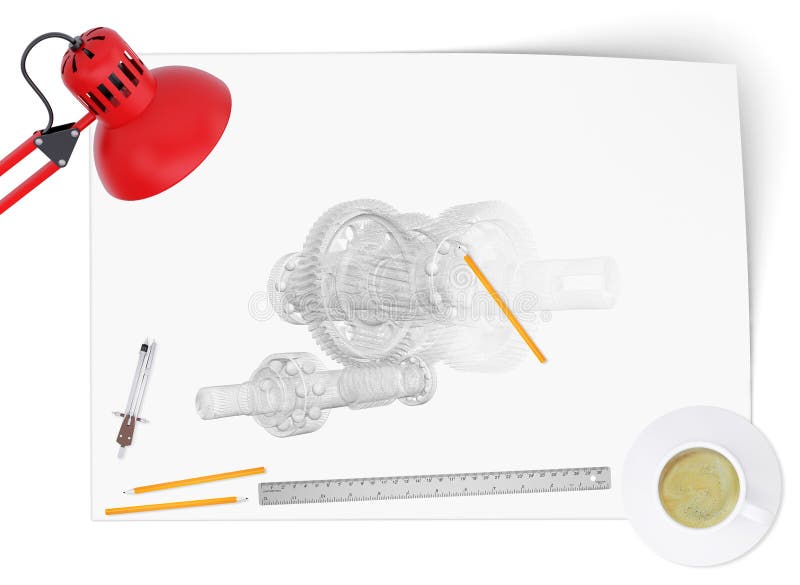 Desktop engineer stock illustration. Illustration of mechanism - 36622258