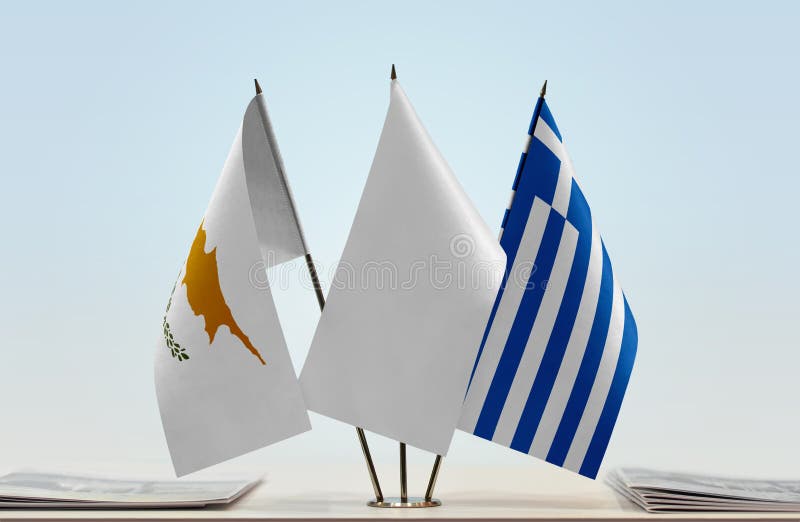 Flags of Cyprus and Greece stock image. Image of collaboration - 118984921