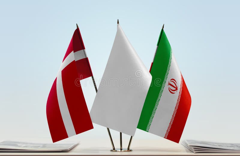 Flags of Denmark and Iran stock image. Image of partnership - 124145667