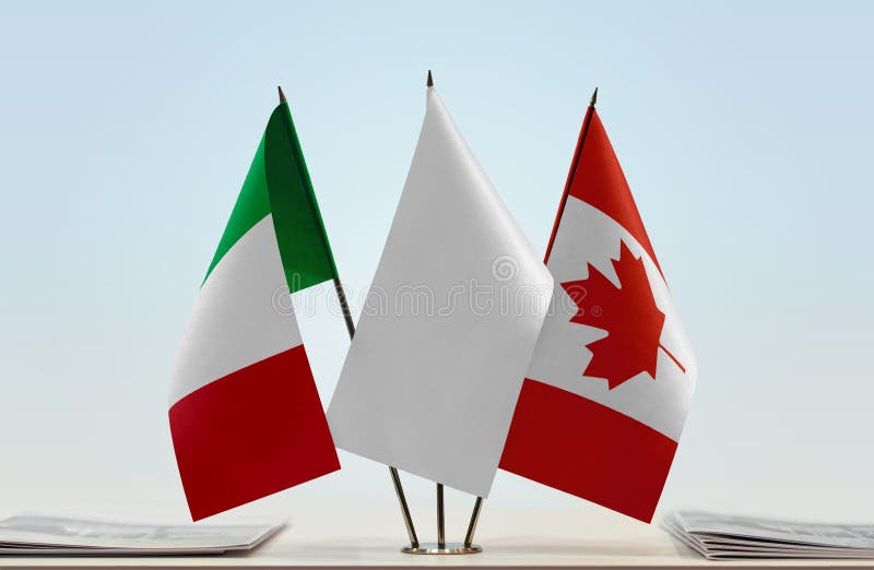 Flags of Italy and Canada stock image. Image of desktop - 124148545