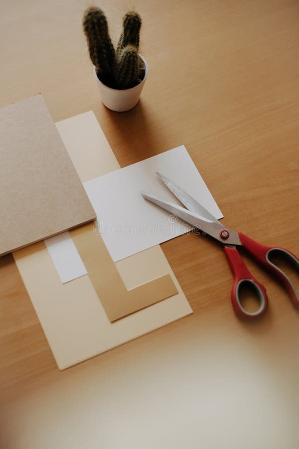 Desktop for Future Collage with Scissors Stock Image - Image of curves ...