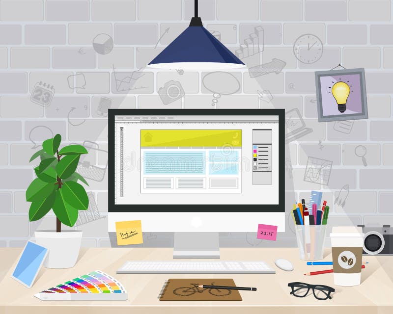 Desktop Graphic Designer, Vector Illustration Stock Vector ...