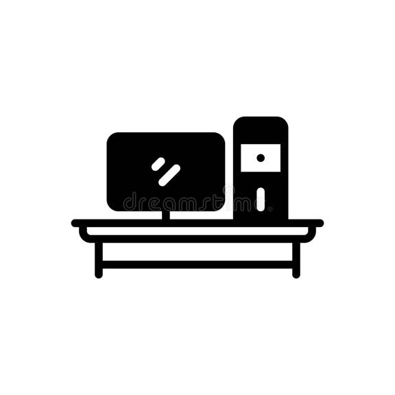 Black Solid Icon for Desktop, Computer and Desk Stock Illustration ...