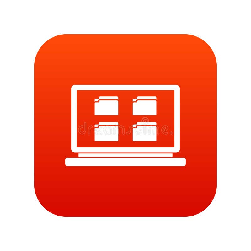 Desktop icon digital red stock vector. Illustration of monitor - 100989308