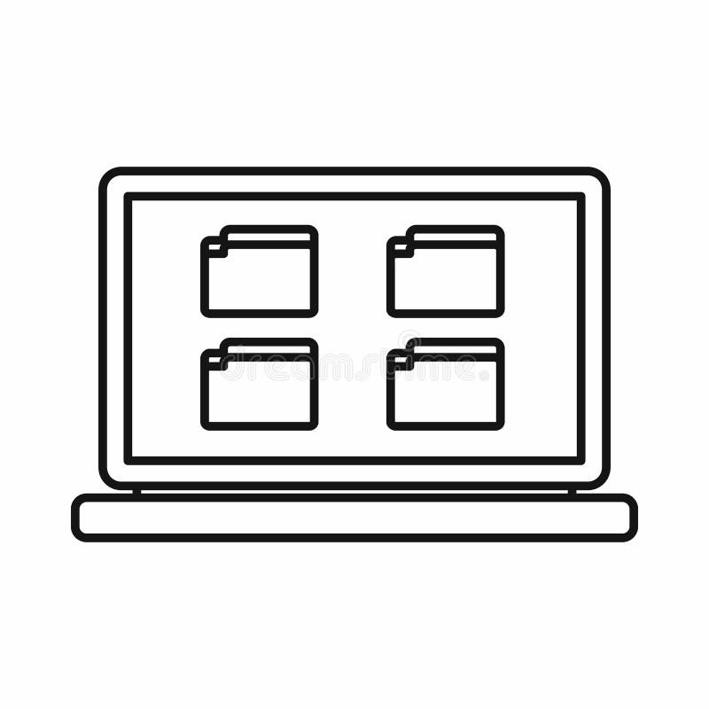 Desktop Icon, Outline Style Stock Illustration - Illustration of ...