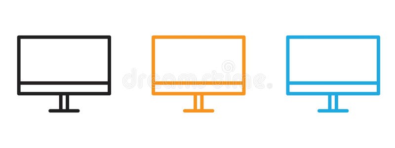 Desktop Icon Thin Line Illustration Set Stock Vector - Illustration of ...