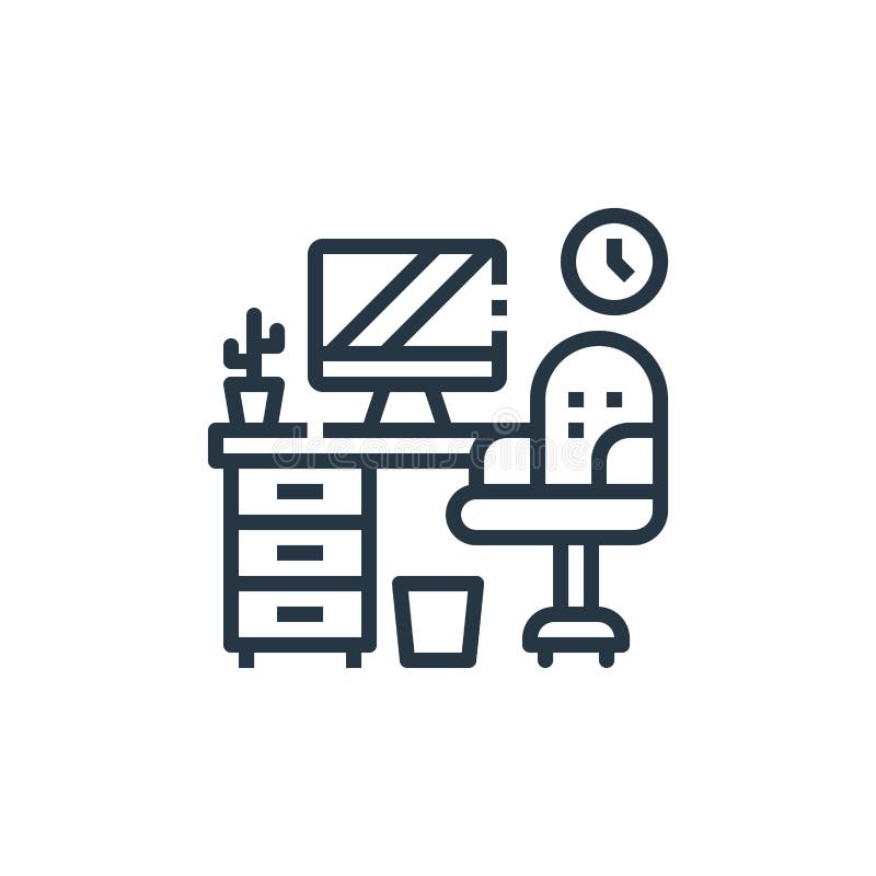 Desktop Icon Vector from Office Concept. Thin Line Illustration of ...