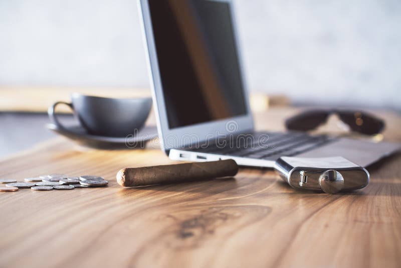 Desktop with items side stock image. Image of inside - 69265411