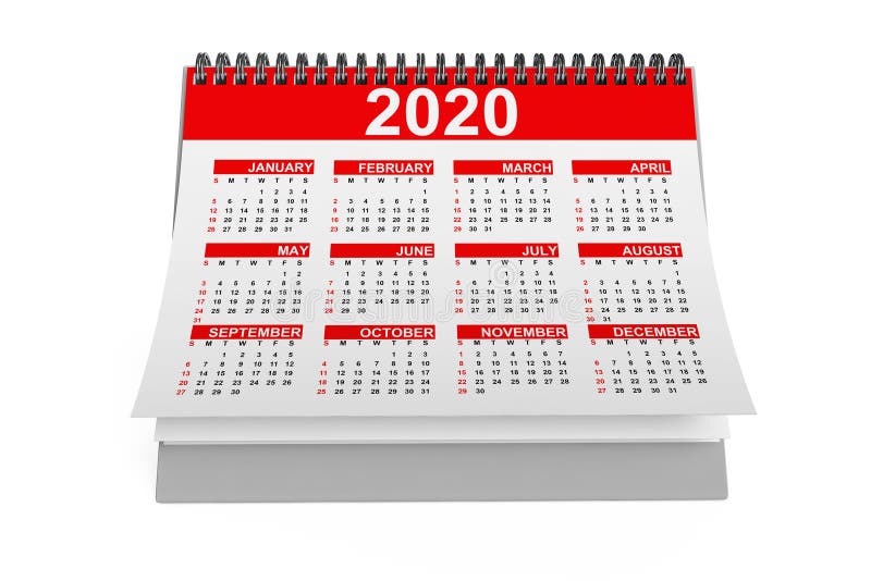 Desktop-Kalender 2020 Jahre 3d Rendering Stock Abbildung - Illustration ...