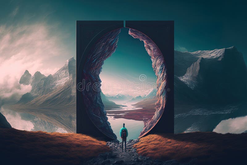 Desktop Landscape Wallpaper with an Illustration of a Fantasy Portal ...