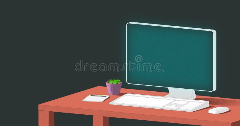Desktop with Laptop Flat Illustration Stock Illustration - Illustration ...