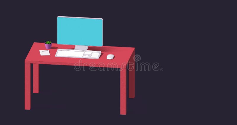 Desktop with Laptop Flat Illustration Stock Illustration - Illustration ...