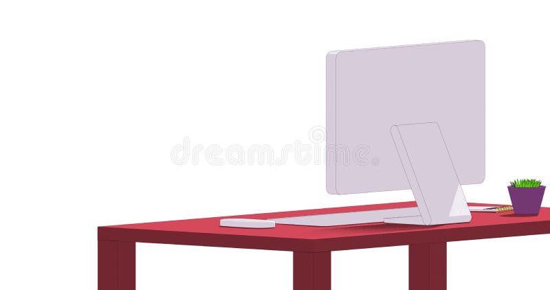 Desktop with Laptop Flat Illustration Stock Illustration - Illustration ...