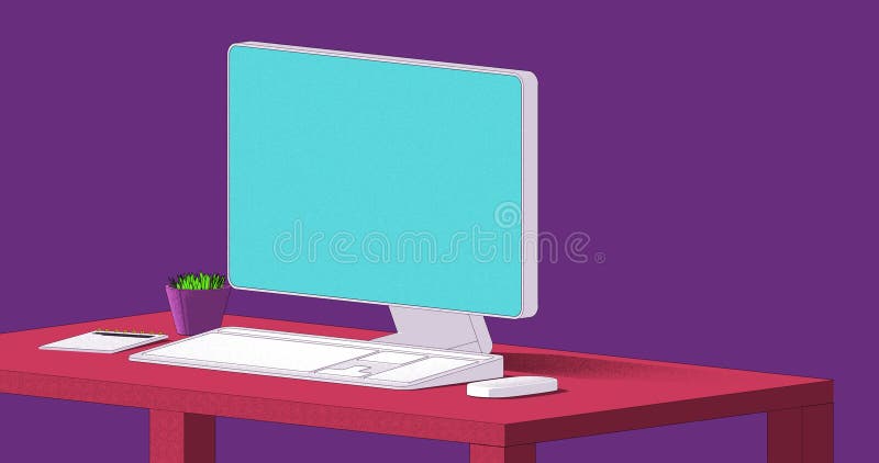 Desktop with Laptop Flat Render Stock Footage - Video of workplace ...