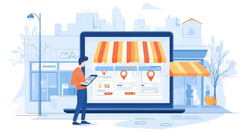 The Desktop Layout Features a Business Owner Optimizing Their Google My ...