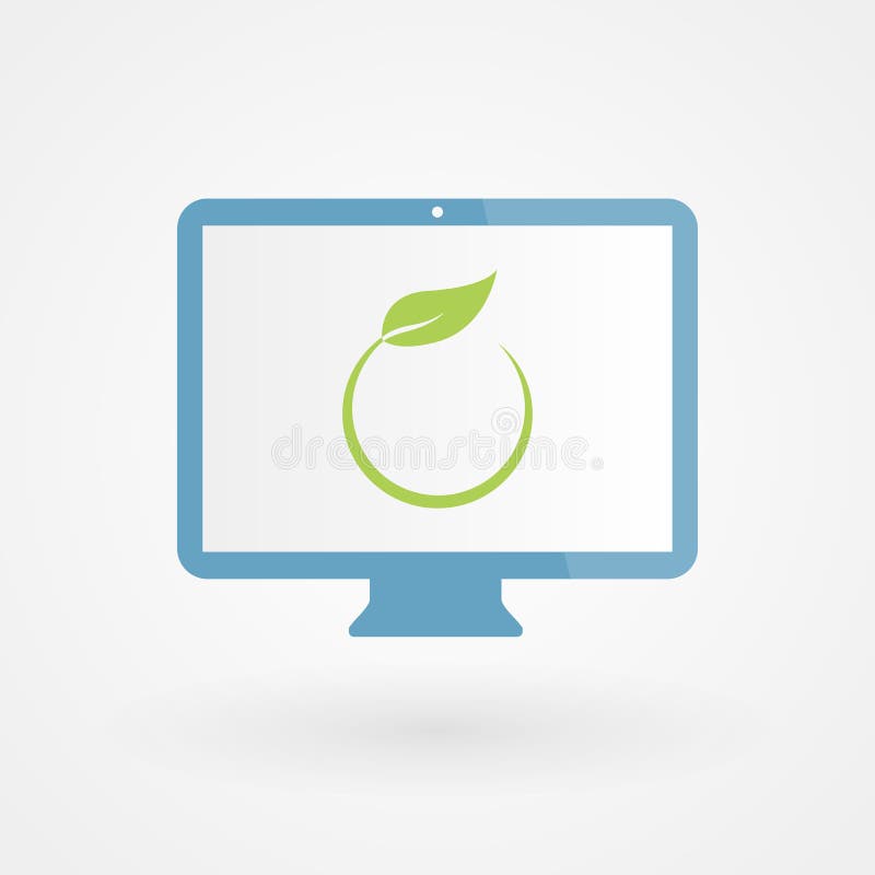 Desktop and Leaf. Concept of Sustainability. Vector Illustration, Flat ...