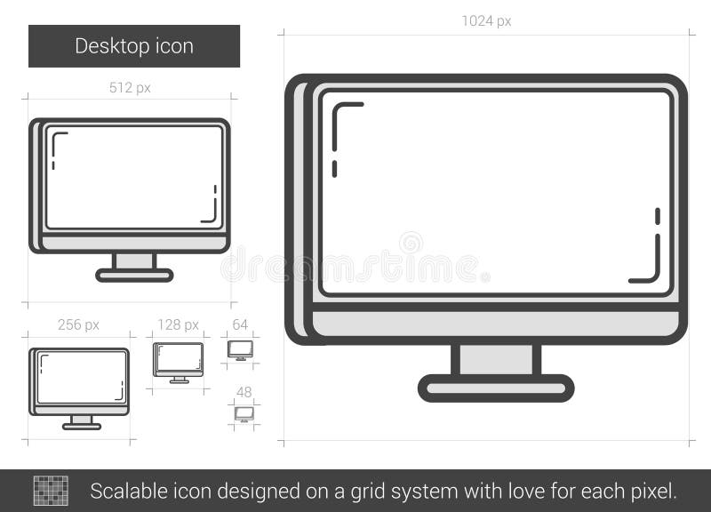 Desktop line icon. stock vector. Illustration of draw - 85938802