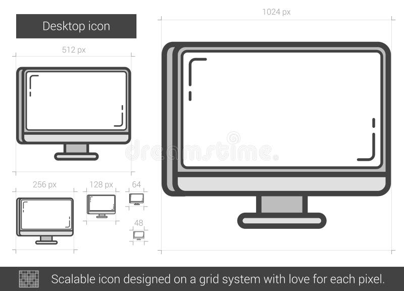 Desktop line icon. stock vector. Illustration of internet - 83917090