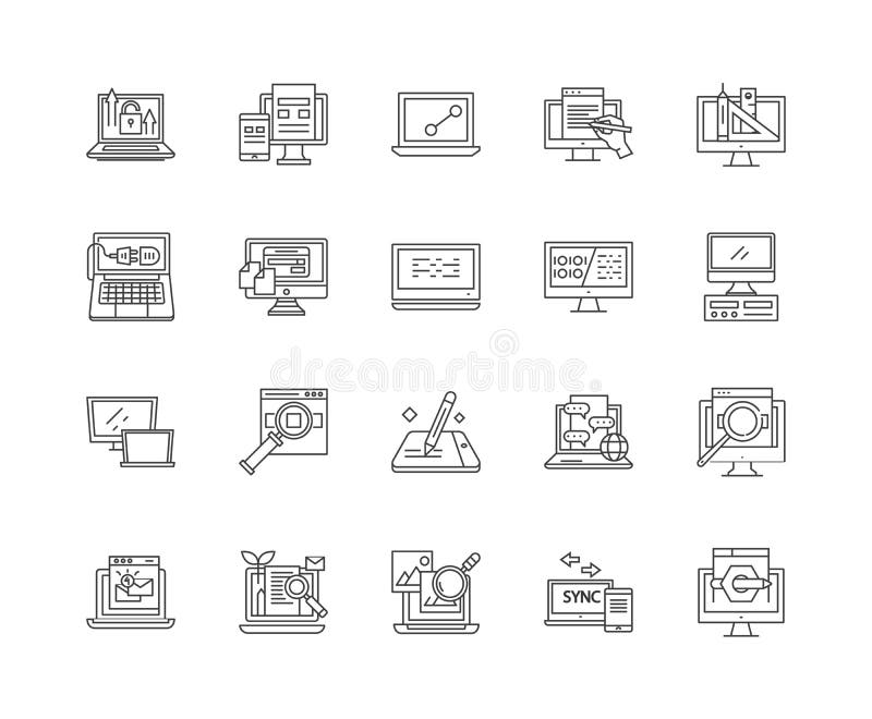 Desktop Line Icons, Signs, Vector Set, Outline Illustration Concept ...