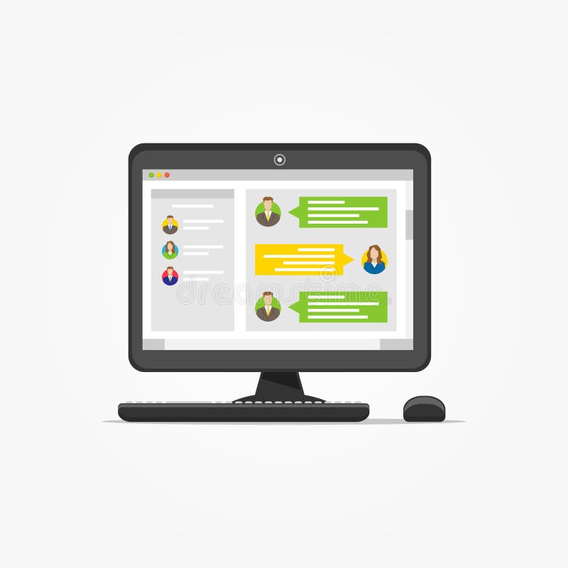 Desktop with Messenger Application Vector Illustration Stock Vector ...
