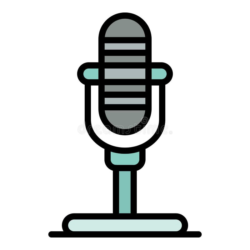 Desktop Microphone Icon Color Outline Vector Stock Vector ...