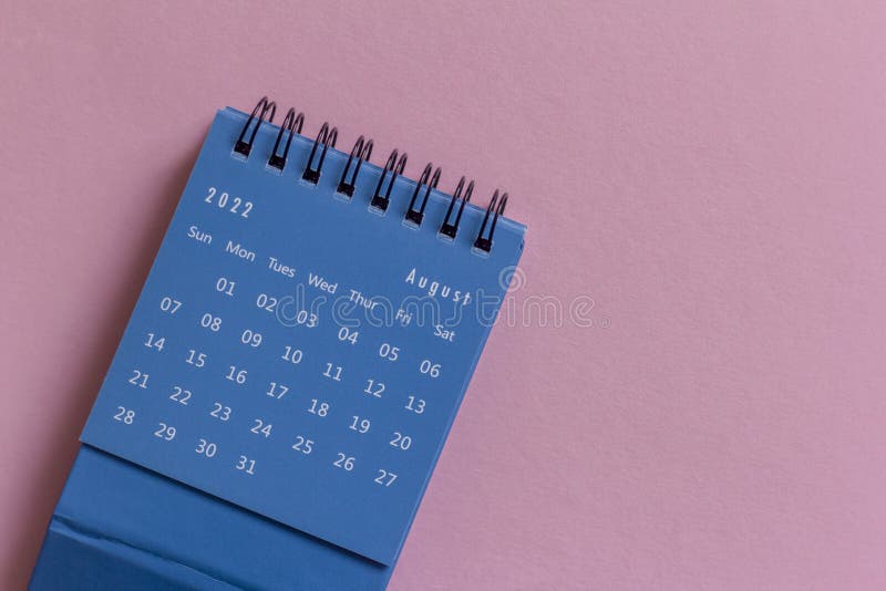 Desktop Mini Calendar for August 2022 on a Pink Background Stock Photo ...