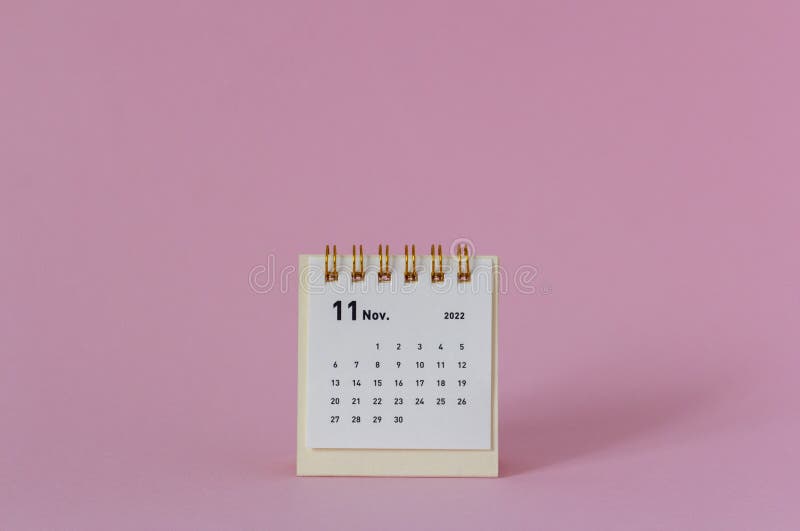 Desktop Mini Calendar for November 2022 on a Pink Background Stock ...